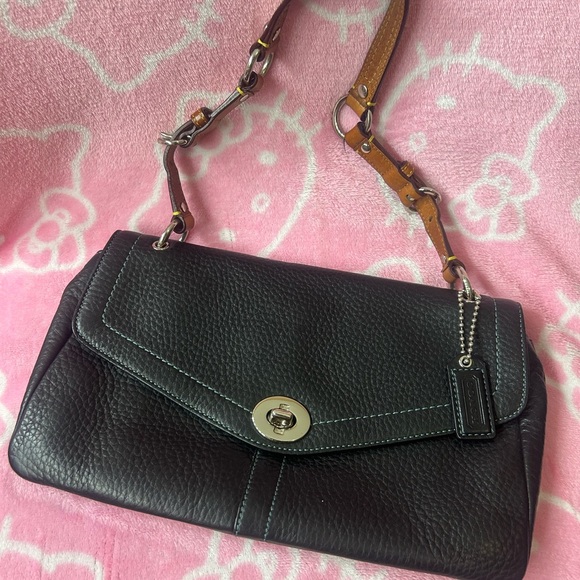 Coach | Bags | Vintage Coach Chelsea Blackbrown Pebbled Leather Blue ...
